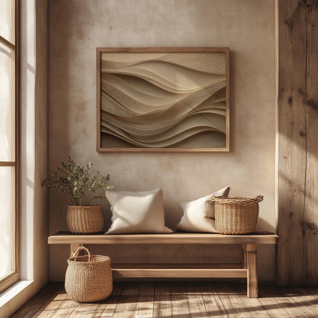 Neutral Printable Bas-relief Art - Modern Abstract Layered Paper ...