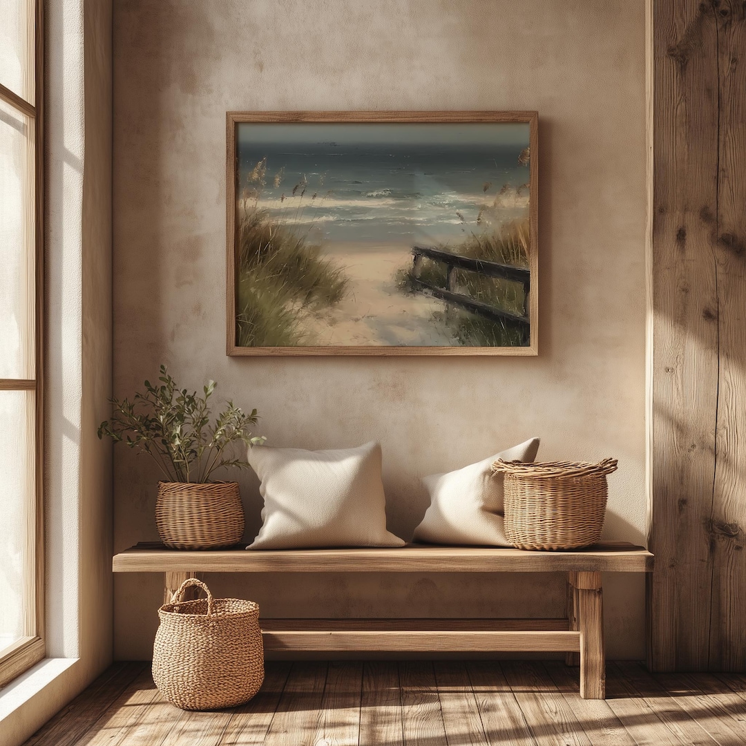 Moody Coastal Beach Path Printable - Serene Seascape With Weathered ...