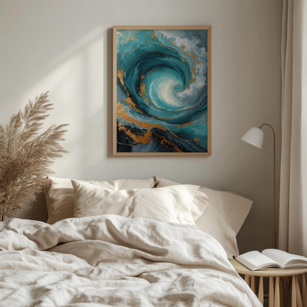 Moody Coastal Sea Vortex Printable - Dramatic Ocean Whirlpool Art ...