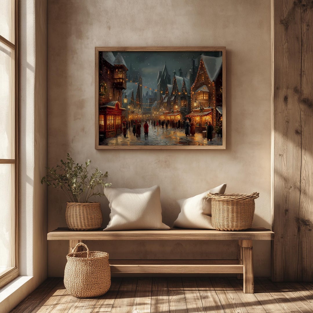 Festive Christmas Market Street Scene - Printable Charming Winter ...
