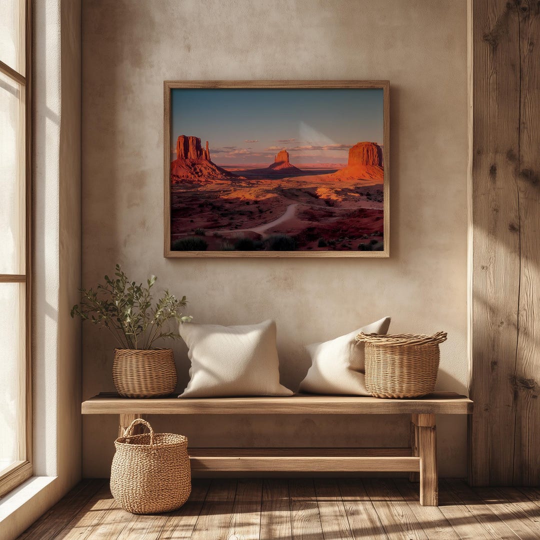 Desert Landscape Sunset Printable Art - Rustic Southwest Scene ...