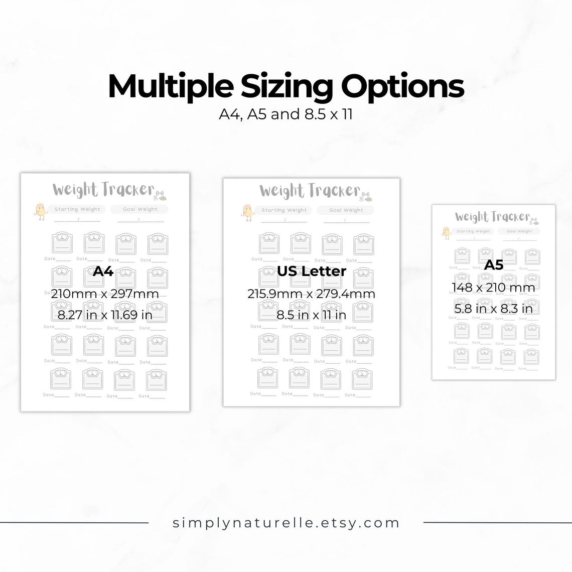 Weight Loss Tracker | 20 Weeks | Printable A4, A5, Letter PDF - Etsy