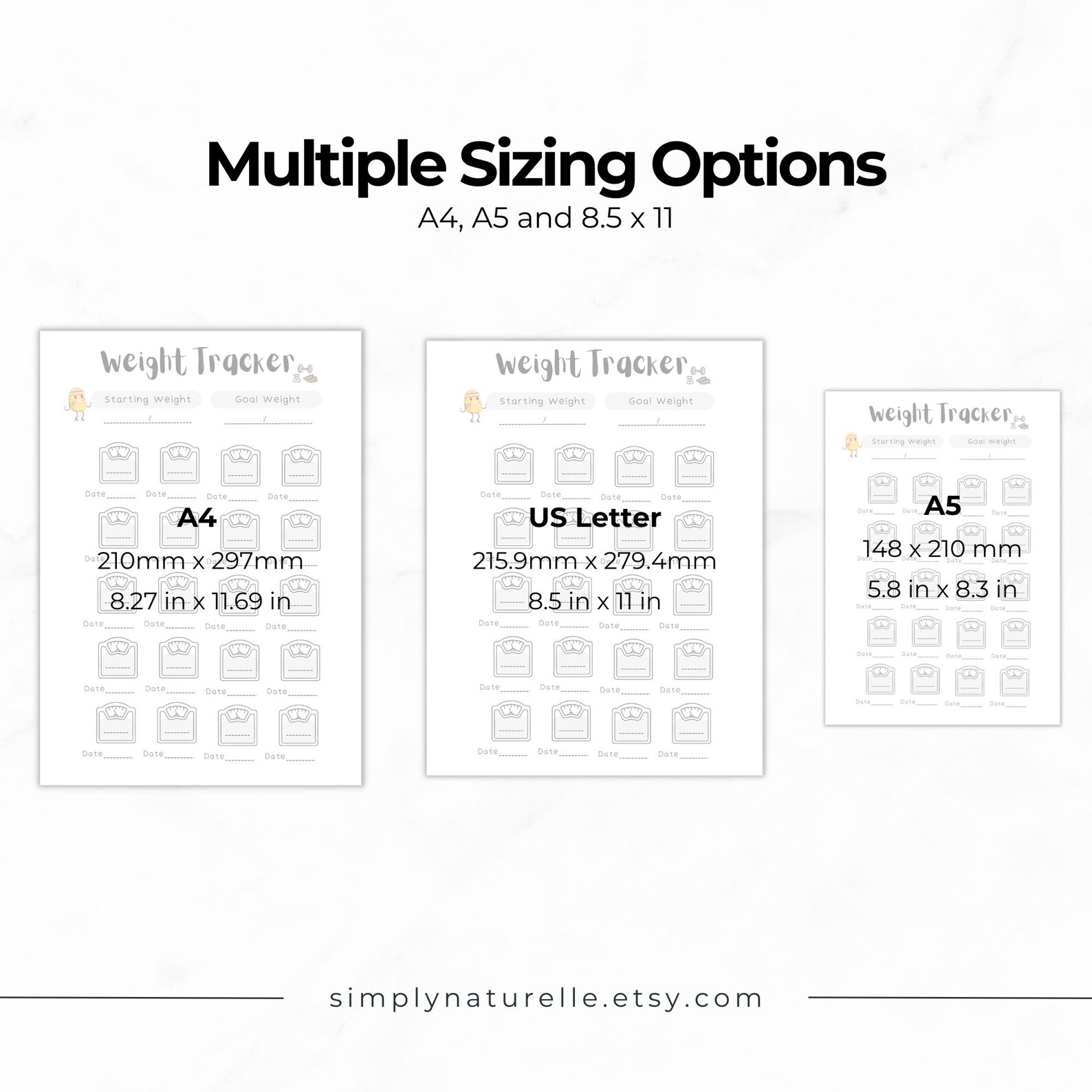 Weight Loss Tracker | 20 Weeks | Printable A4, A5, Letter PDF - Etsy