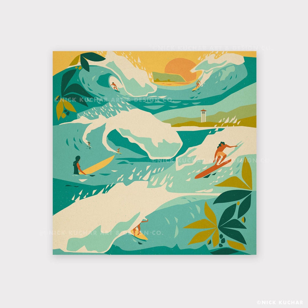 North Shore Surf - 12x12 Art Print - Etsy