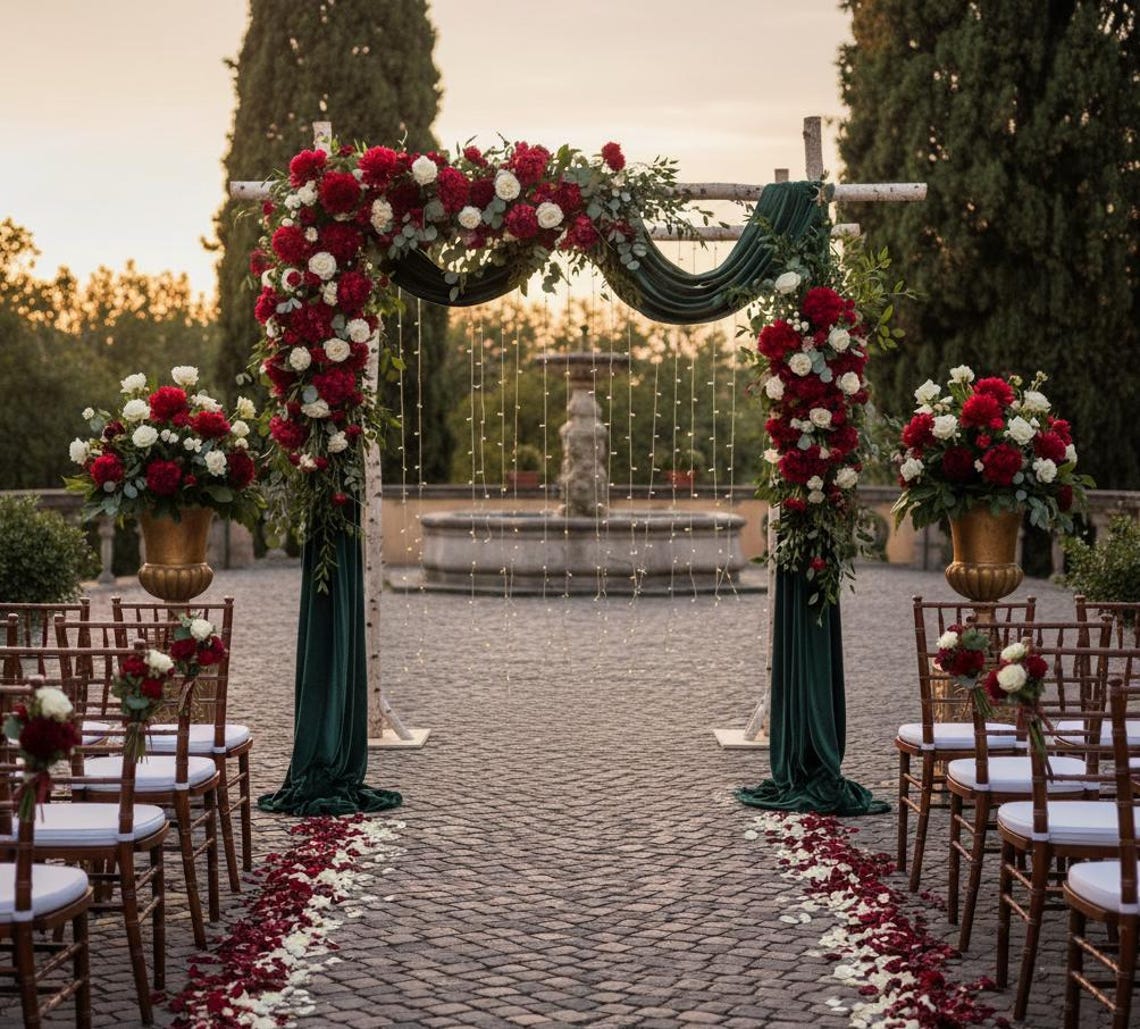 Outdoor Ceremony Birchwood Square Rustic Backdrop Stand – 7.5 FT. Heavy ...