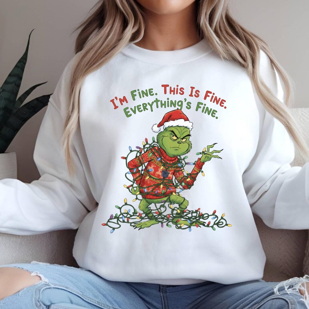Funny Anxiety Christmas PNG | I’m Fine Everything is Fine | Retro Green ...