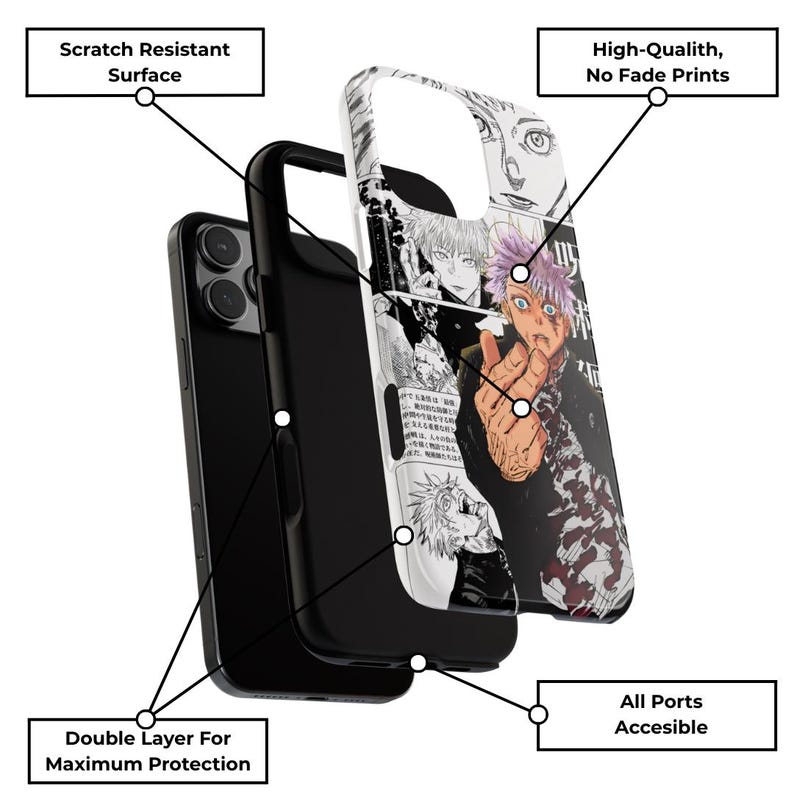 Gojo Satoru Jujutsu Kaisen Anime Phone Case, iPhone & Samsung Manga ...