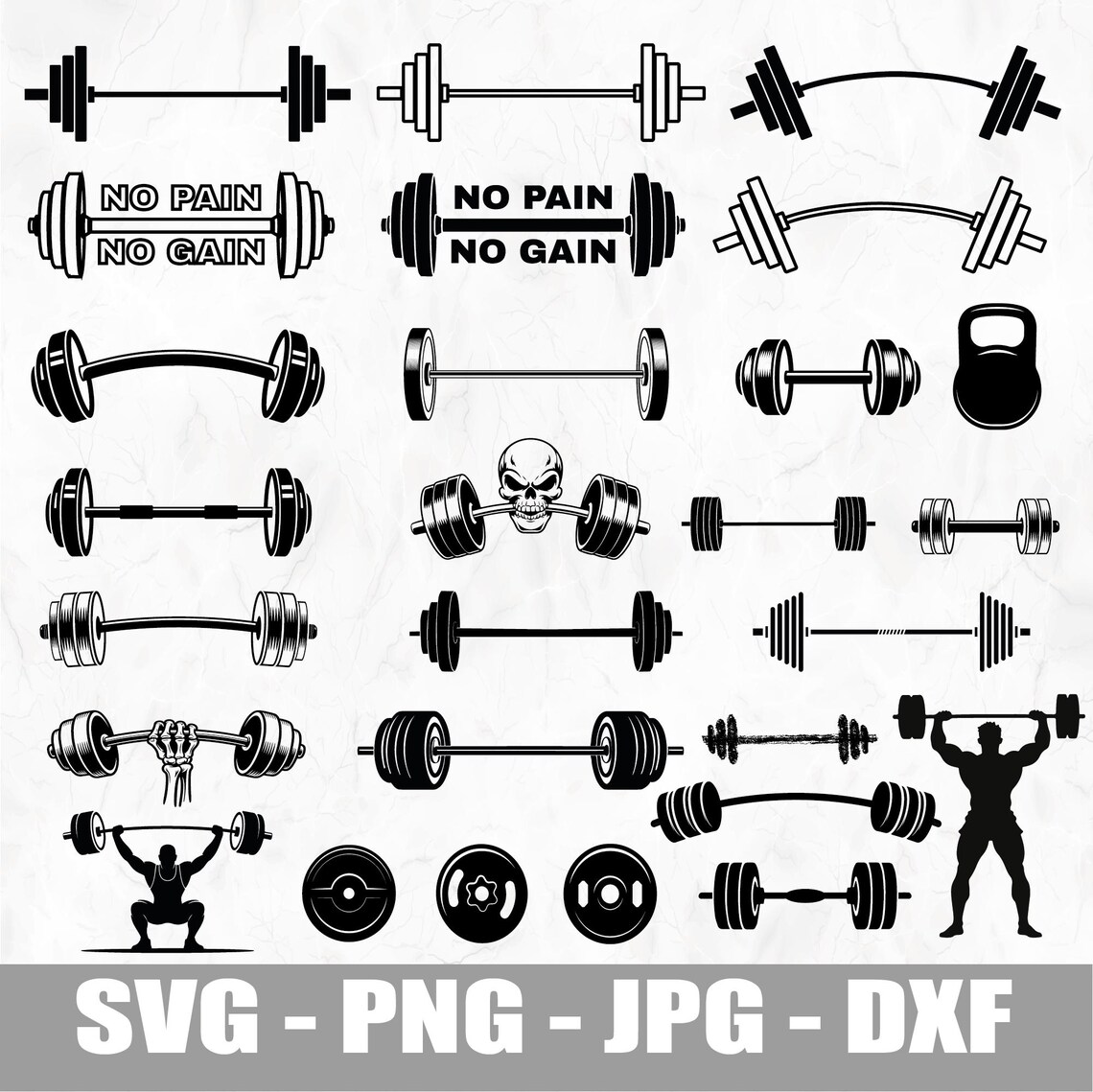 Barbell SVG Bundle – Powerlifting & Weight Lifting Clipart – Weights ...