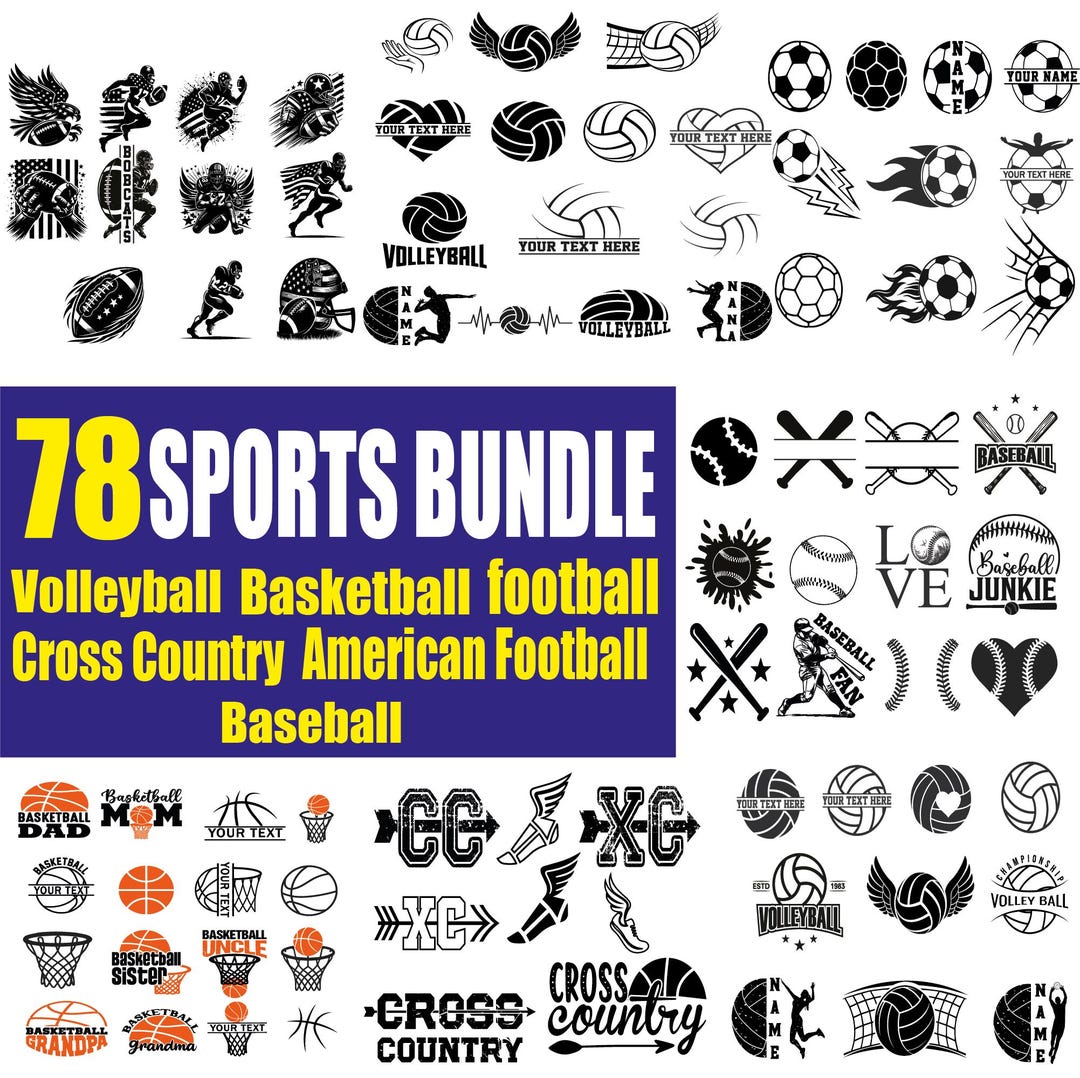 Sports Ball Design Bundle: 78+ SVG & PNG Files - Etsy