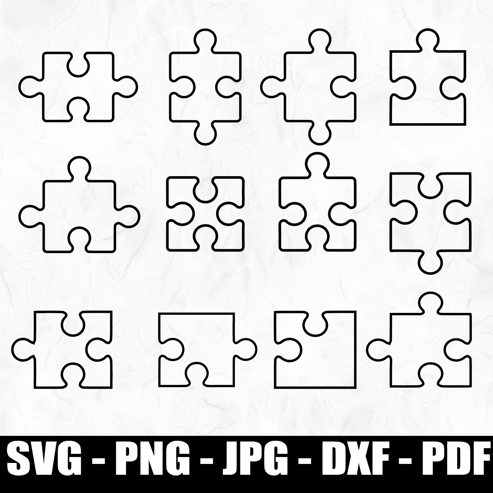 Simple Puzzle Piece Outlines SVG Bundle | Puzzle Shapes Vector-svg Png ...