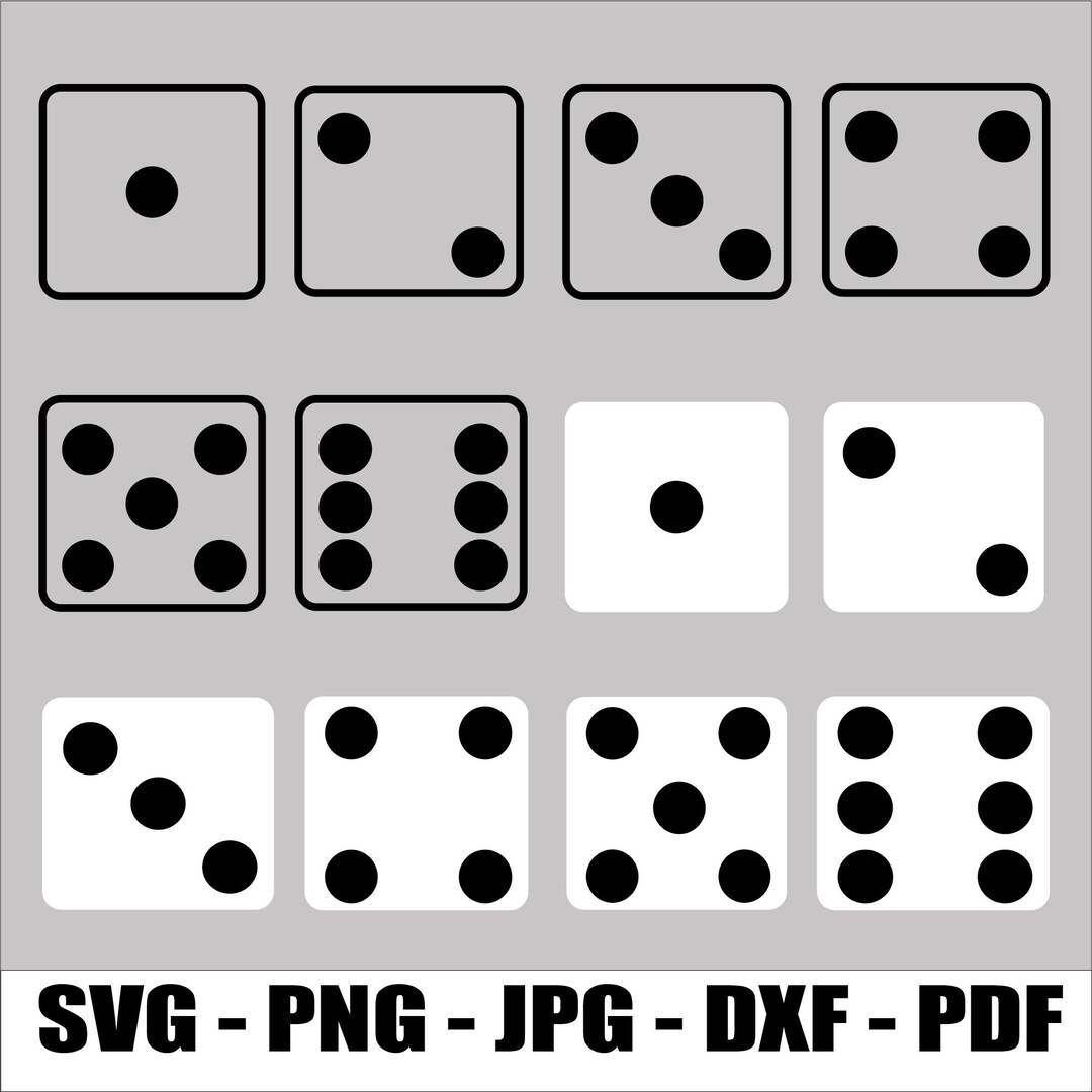Dice Faces Set 1 Transparent Svg Png Dxf Jpg Pdf | Dice Vector Clipart ...