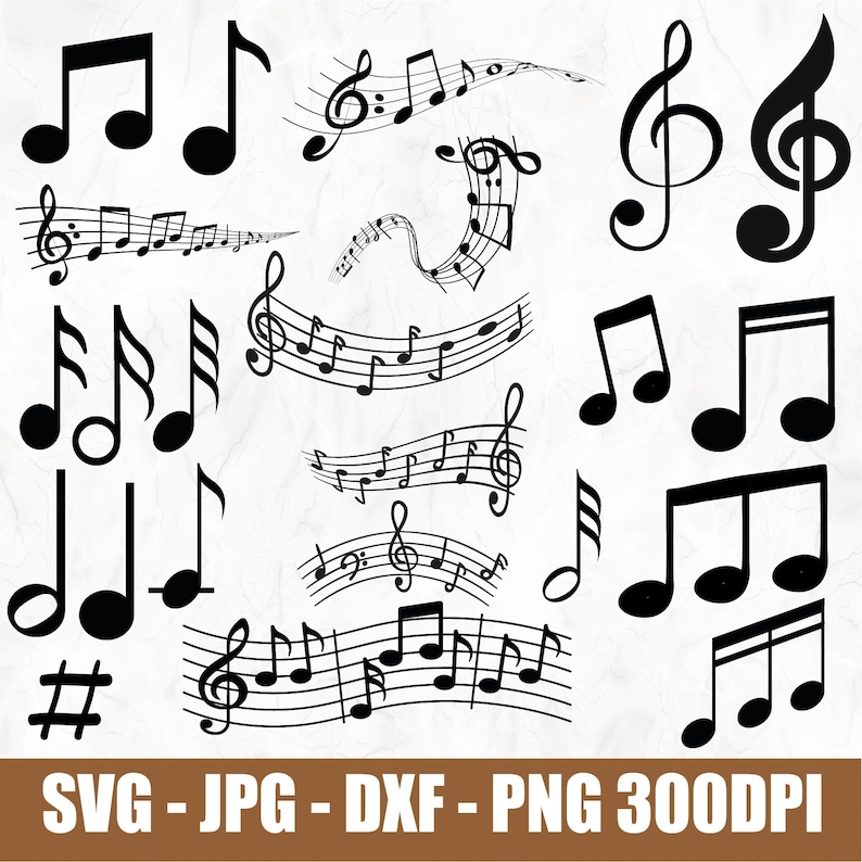 Music Notes SVG Bundle | Musical Symbols Clipart | Treble Clef & Note ...