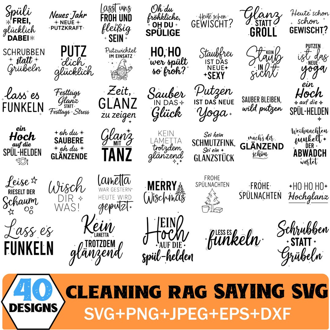 German Cleaning Rag Saying SVG, Funny Dishcloth Quotes (digital Files ...