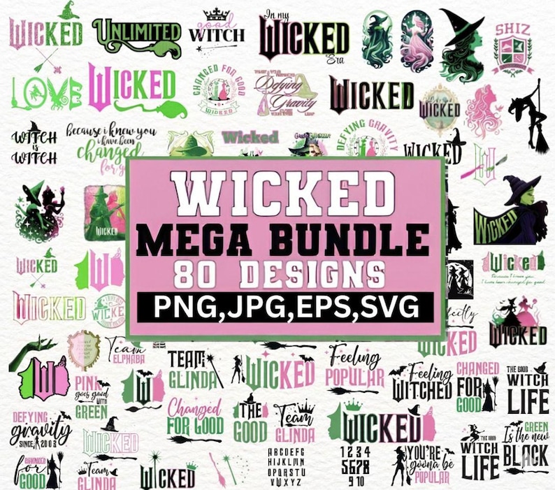 Wicked Movie SVG Bundle: Witchcore Cricut & Silhouette Designs (80 ...