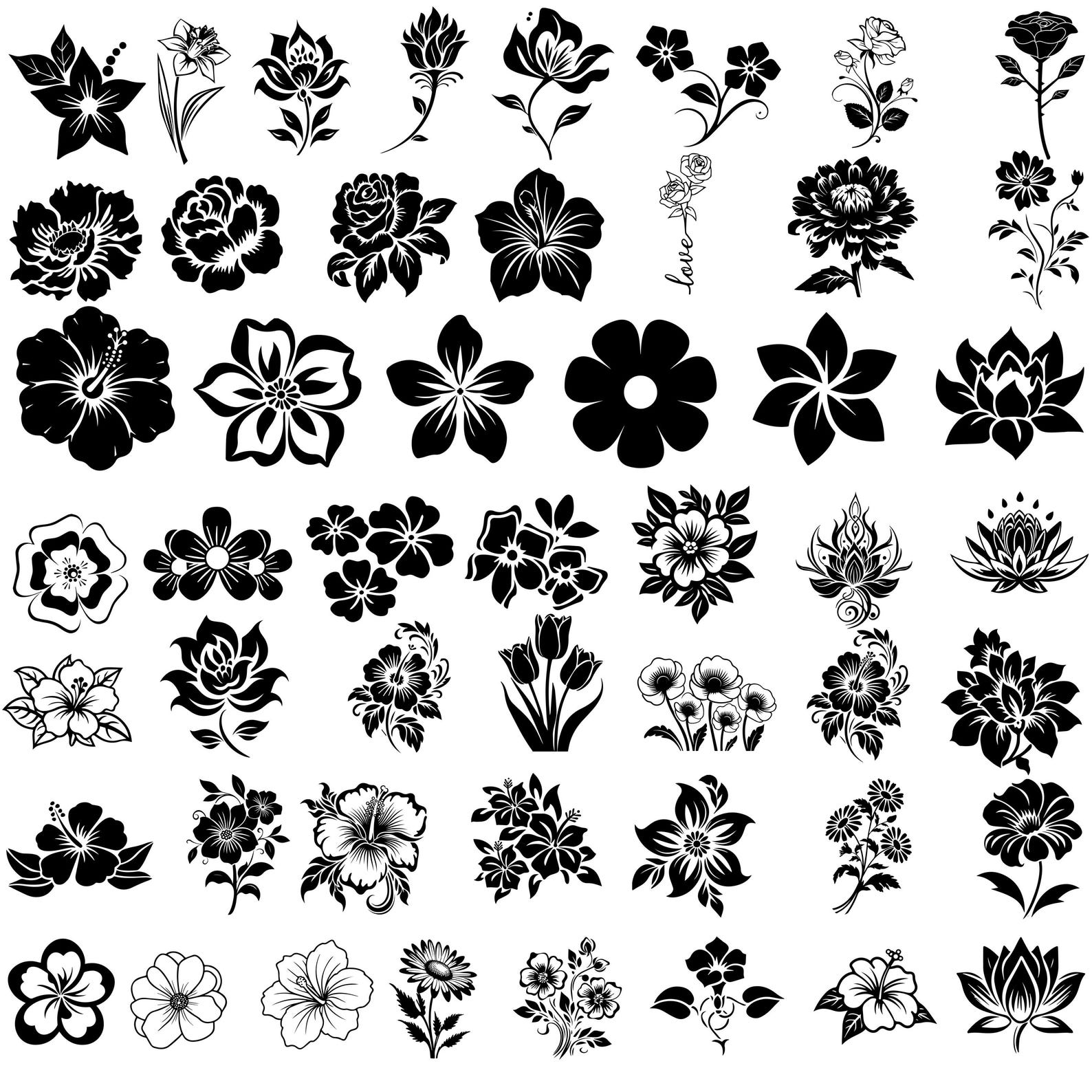 145 Flower SVG Bundle, Floral Designs for Shirts (png, Jpg, Dxf, Eps ...