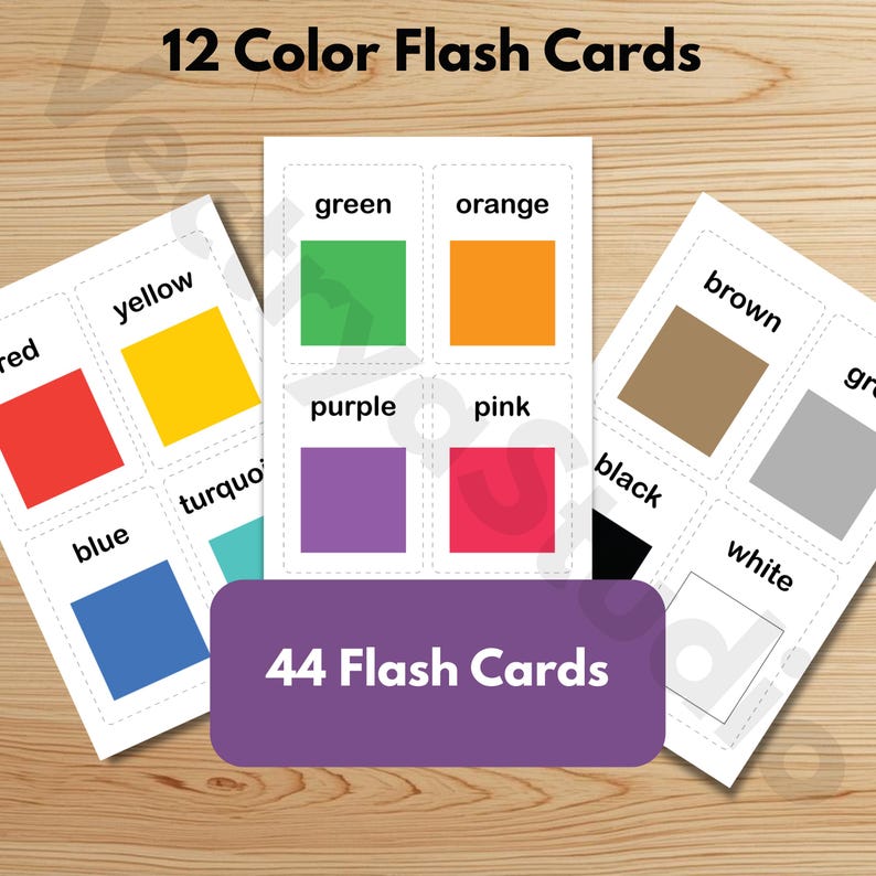Learning Flash Cards Color, Shape and Numbers: Coordinated 44 Cards ...