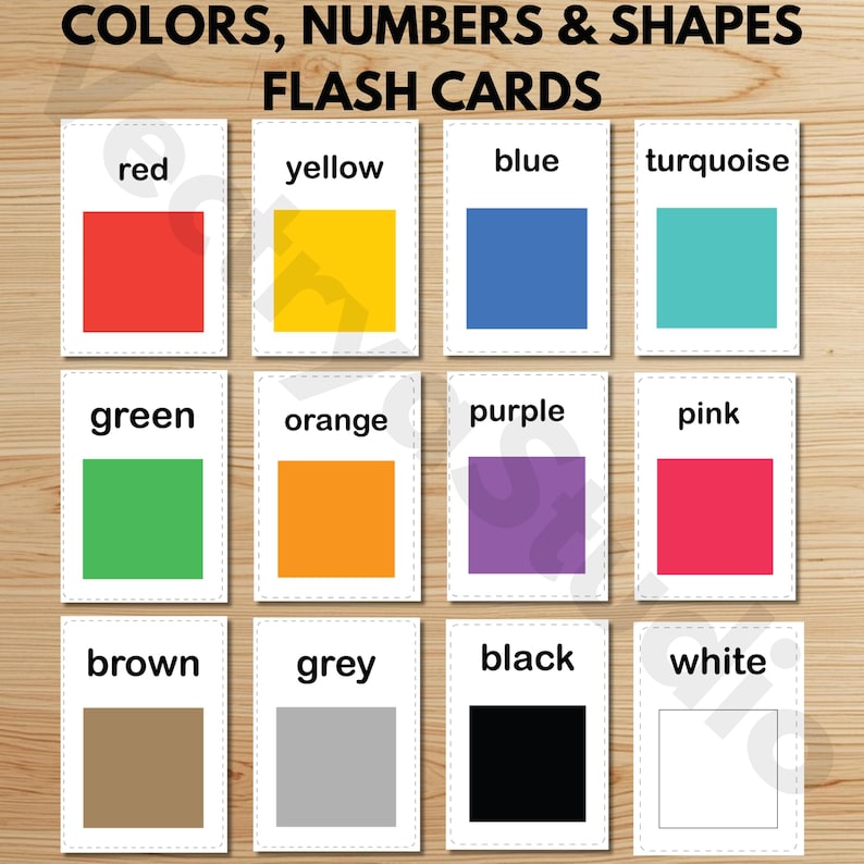 Learning Flash Cards Color, Shape and Numbers: Coordinated 44 Cards ...