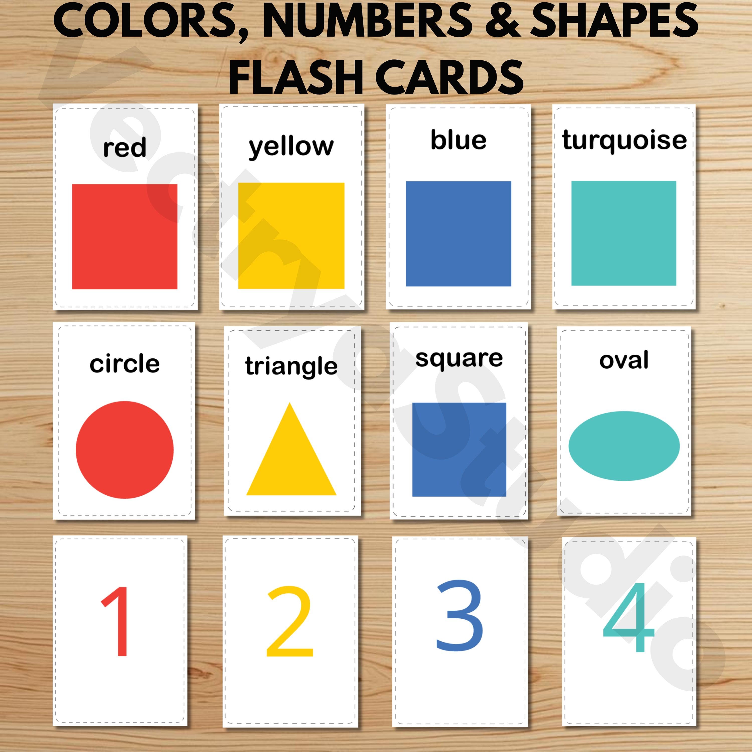 Learning Flash Cards Color, Shape and Numbers: Coordinated 44 Cards ...