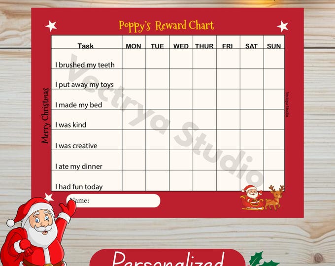 Editable Christmas Reward Chart for Kids Daily Routine Chart Kids Chore ...