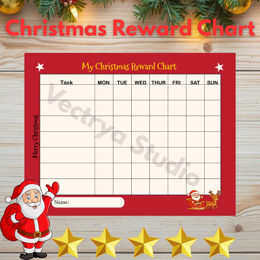 Christmas Reward Chart for Kids - Printable Star Chart - Etsy