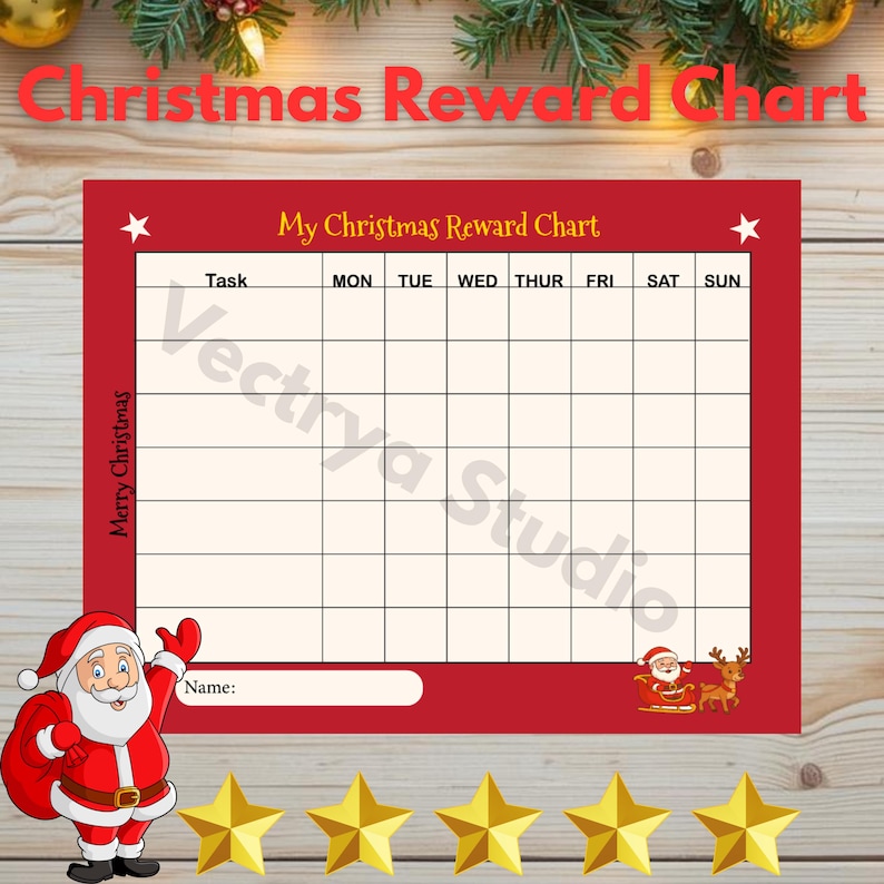 Christmas Reward Chart for Kids - Printable Star Chart - Etsy