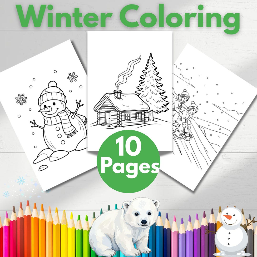 Winter Coloring for Kids : 10 Cozy Winter Scenes to Color Printable PDF ...