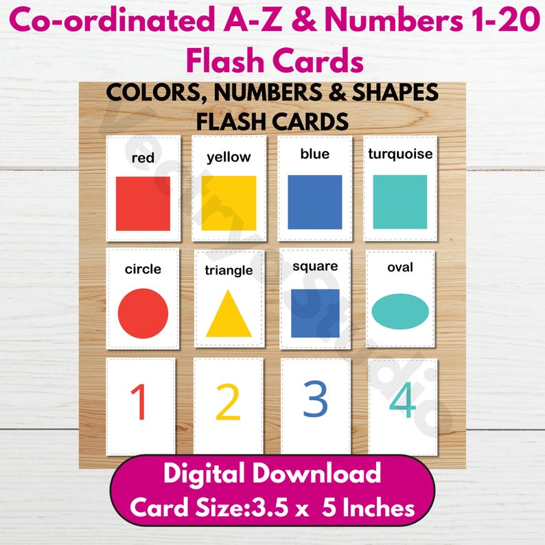 208 Printable Flash Cards, ABC Alphabet, Numbers, Colors, Shapes ...