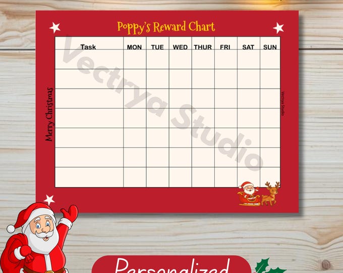 Editable Christmas Reward Chart for Kids Daily Routine Chart Kids Chore ...