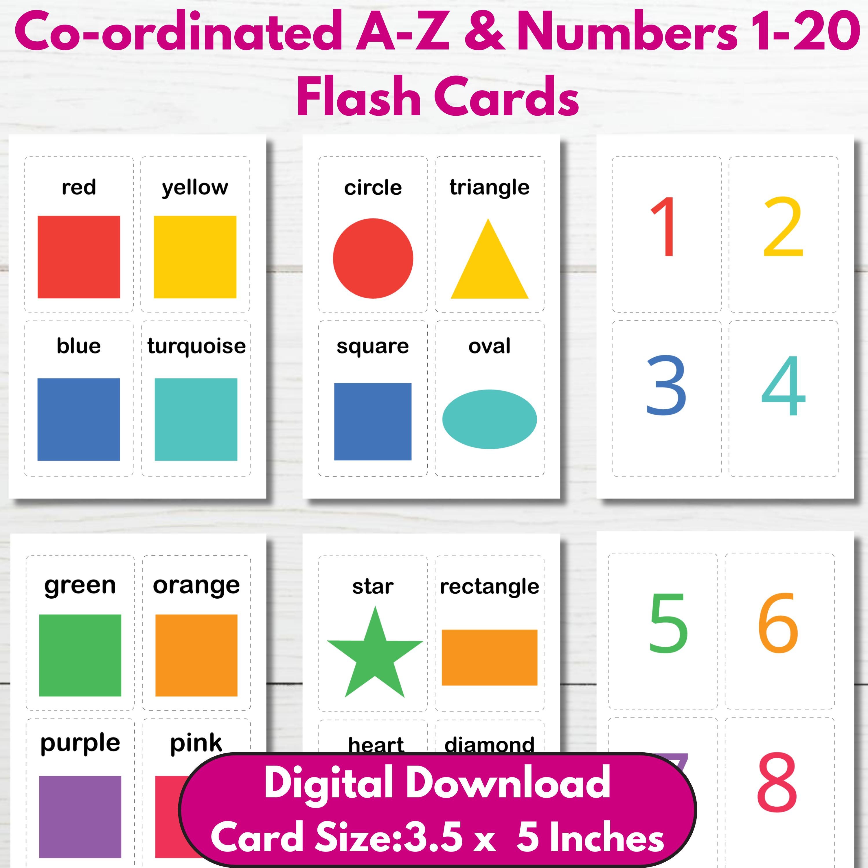 208 Printable Flash Cards, ABC Alphabet, Numbers, Colors, Shapes ...