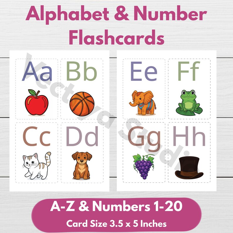Learning ABC Flash Cards With Objects and Numbers 1-20 for Kids ...