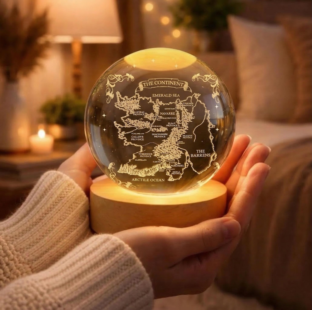 Fourth Wing Inspired Crystal Ball Night Light, 3D Fantasy Map Crystal ...