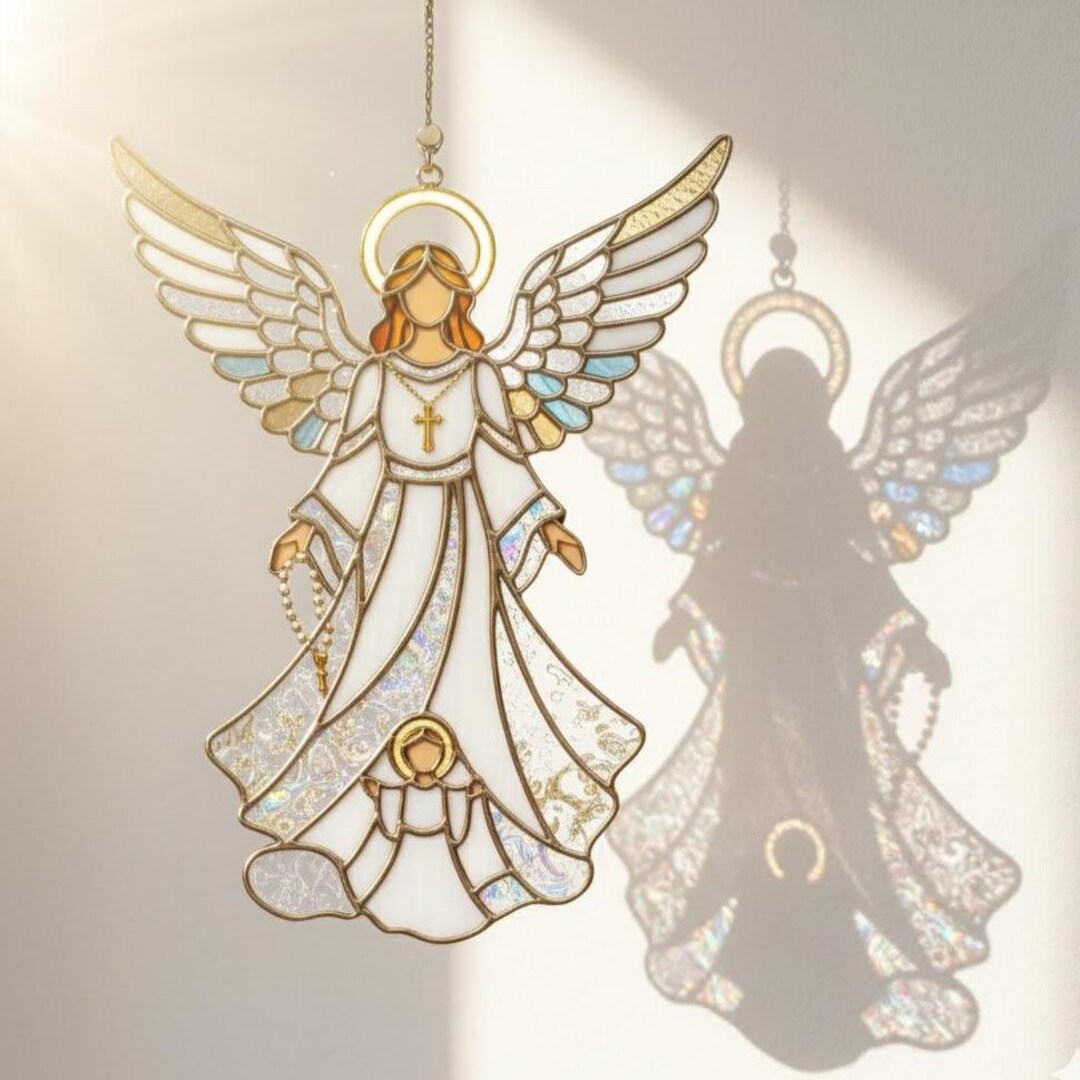 Angel Acrylic Suncatcher, Elegant Angel Window Hanging, Guardien Angel ...