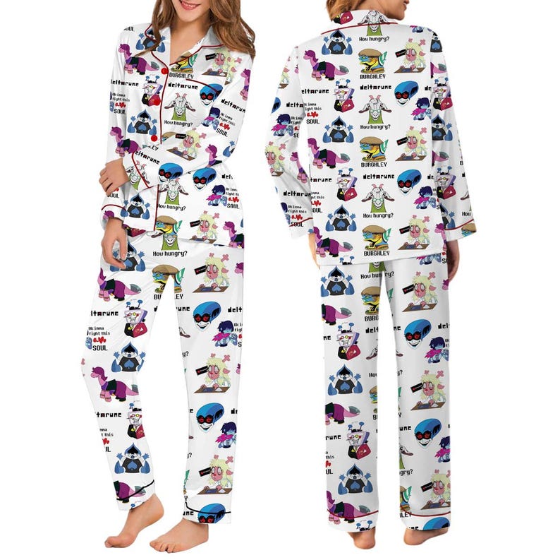 Deltarune Pixel Art Pajamas Set Long, Retro Gaming Tee, Toby Fox Fan ...