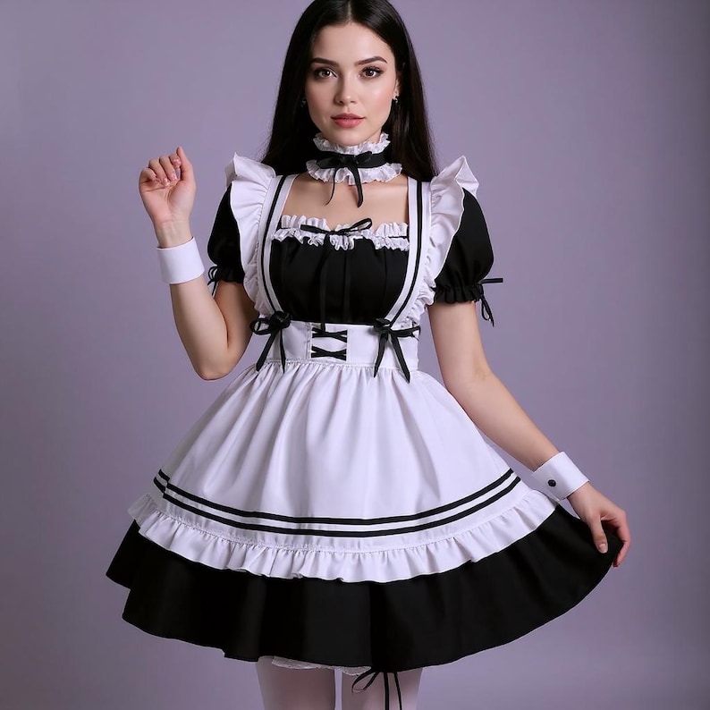 Black White Maid Outfit – Anime Cosplay Dress With Ruffles, Apron ...