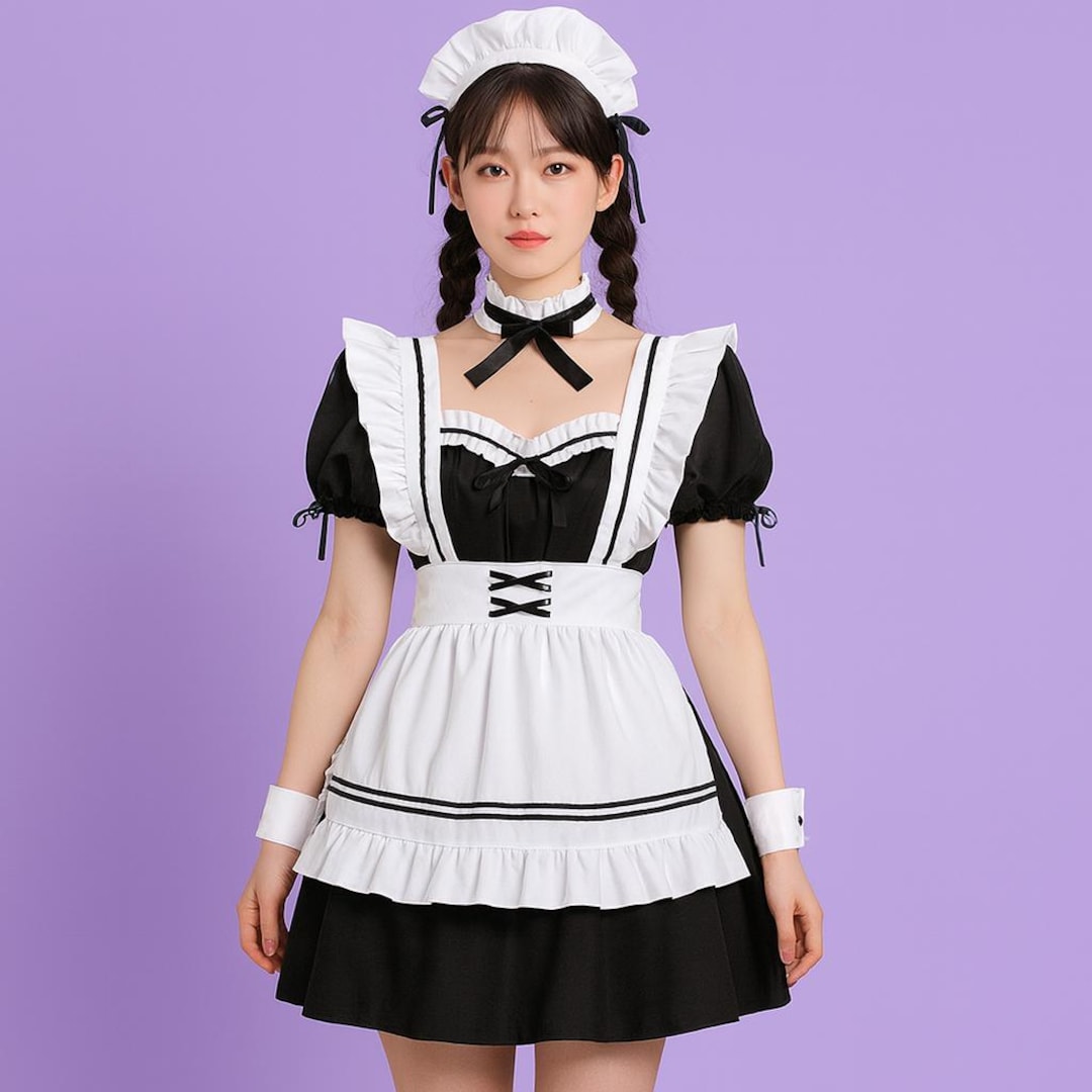 Black White Maid Outfit – Anime Cosplay Dress With Ruffles, Apron ...