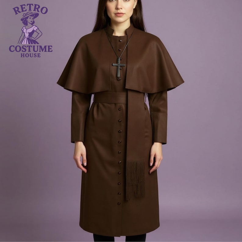 Gothic Priest Costume – Red Leather Clergy Outfit With Cross Necklace ...