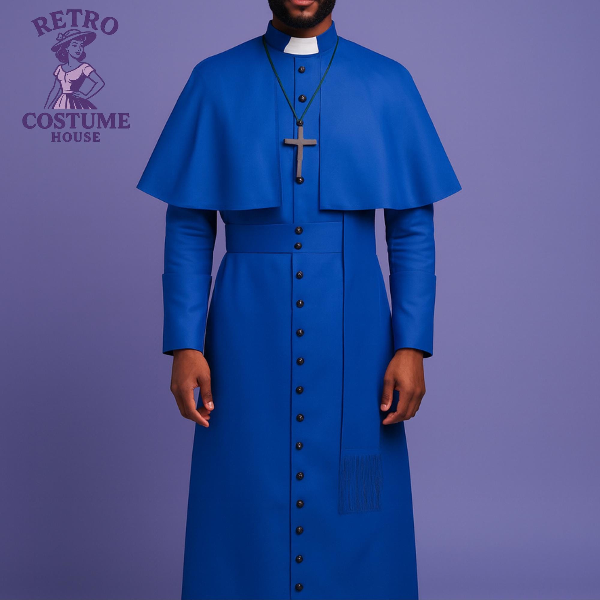 Gothic Priest Costume – Red Leather Clergy Outfit With Cross Necklace ...