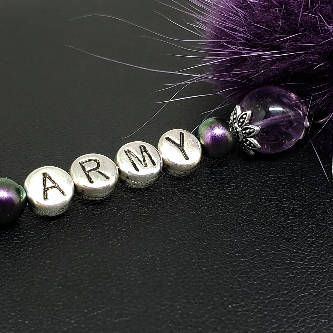 ARMY OT7 Kpop Group Inspired Beaded Charm With Swarovski Pearl Beads ...