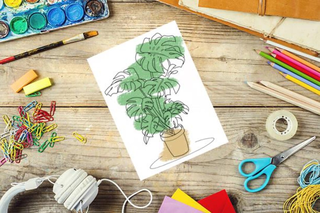 Monstera Deliciosa Print – Tropical Plant Coloring Page, Botanical ...