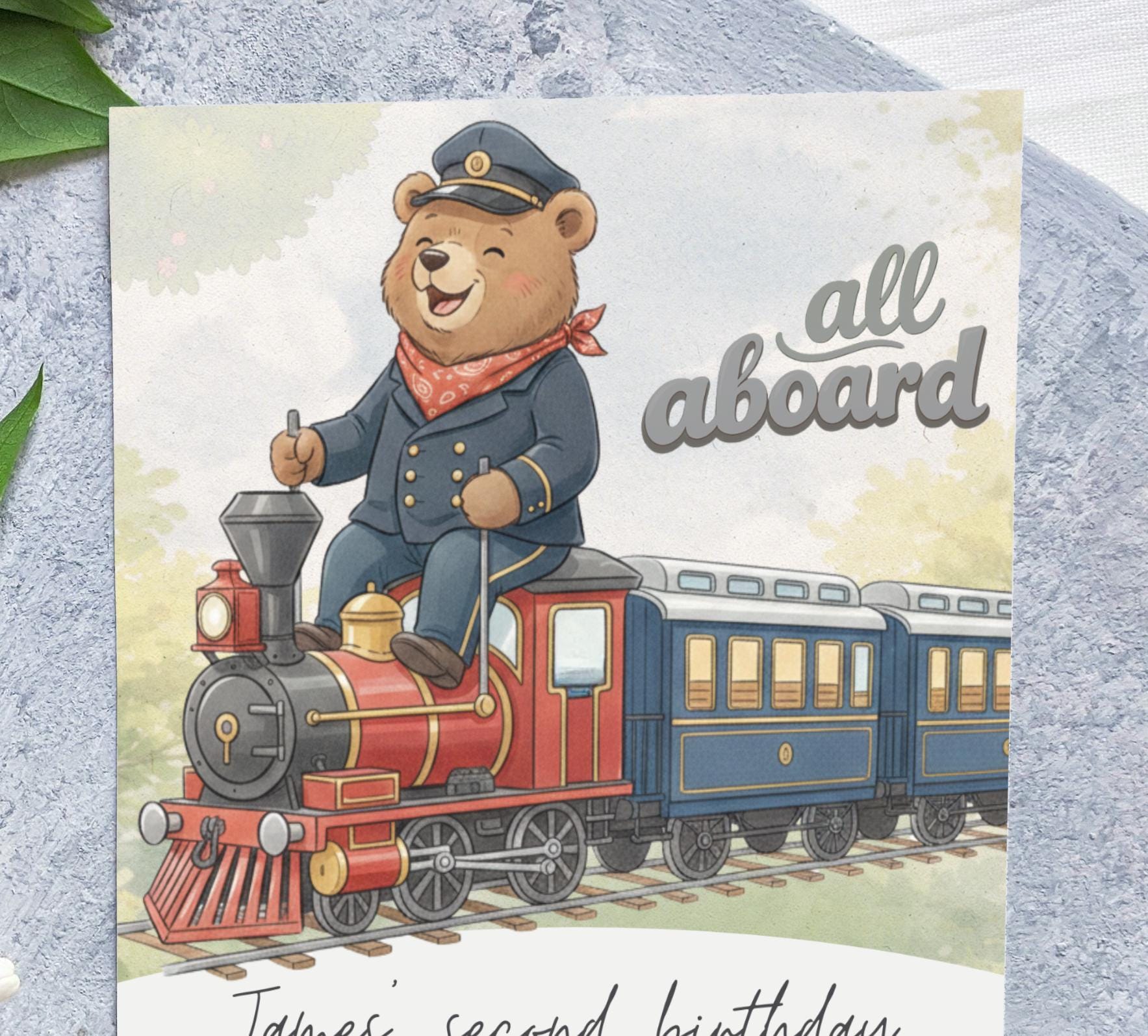 Train Birthday Invitation | Teddy Locomotive Steam Train Invite ...