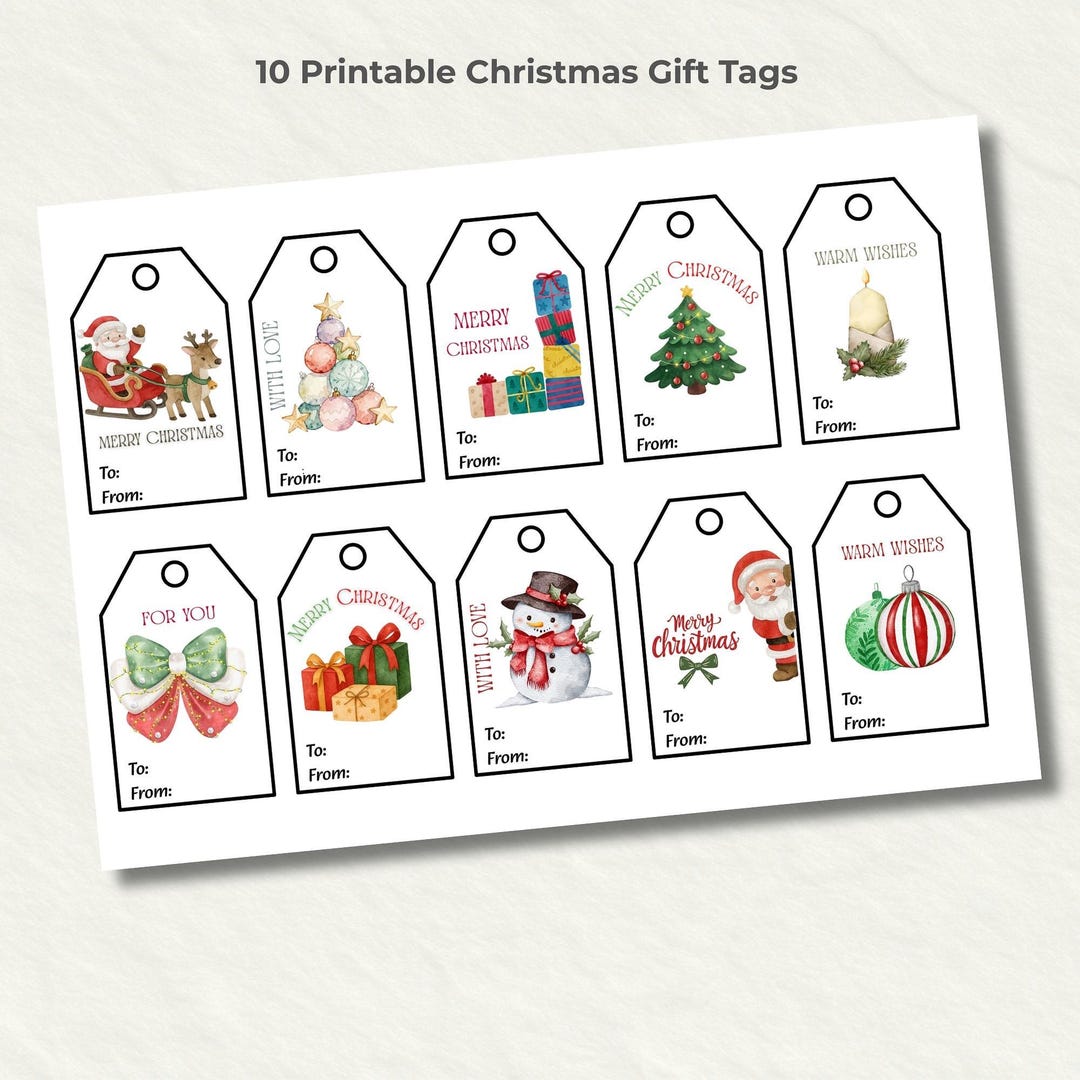 Printable Christmas Tags – Santa Gift Tags, Digital Download - Etsy
