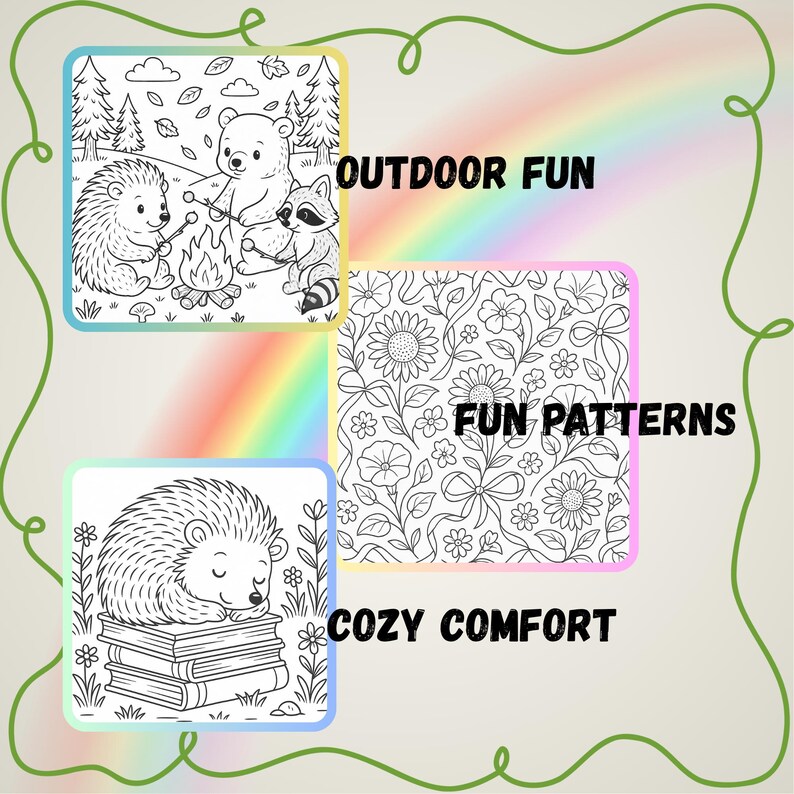 Hedgehog & Friends Coloring Pages: 20 Cozy Woodland Scenes (PDF) - Etsy