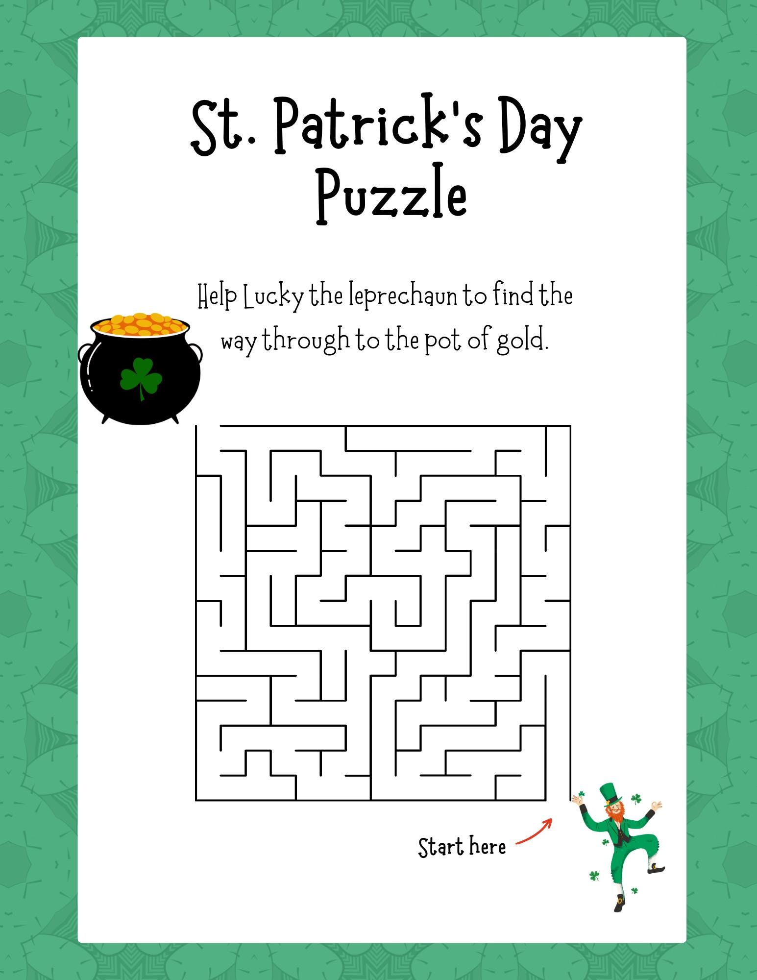 St. Patrick's Day Maze Puzzles - Etsy