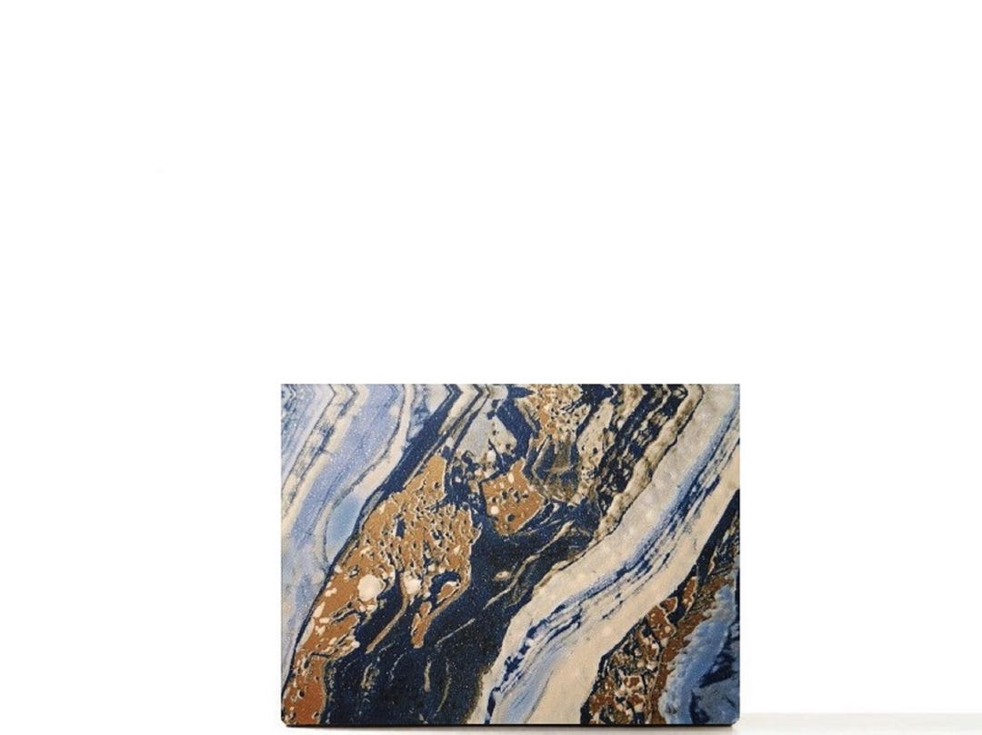 Navy Blue Marble Granite With Gold Vein, Travel Mini Makeup Palette for ...