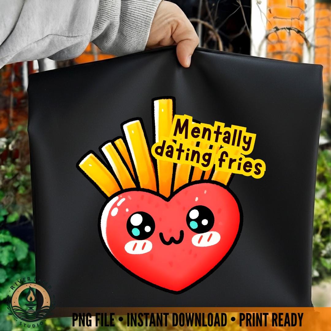 Kawaii Heart French Fries SVG PNG, Mentally Dating Fries Quotes, Funny ...