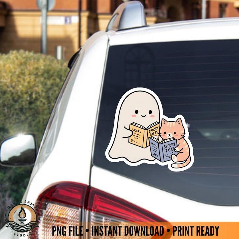 Cozy Bookworm Ghost Clipart PNG Bundle Pack, Kawaii Spooky Halloween ...