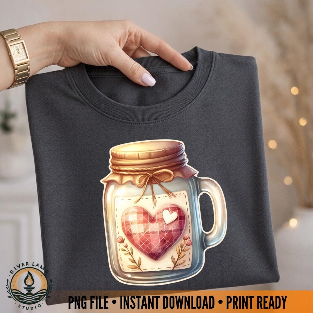 Mason Jar Clipart SVG PNG, Rustic Heart, Valentine T Shirt Design, Love ...