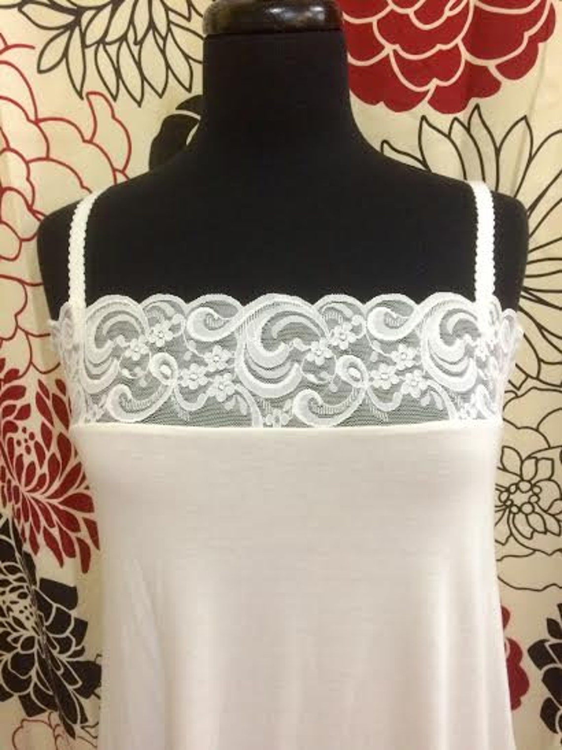 White Bamboo Knit Nighty With Vogue Lace Trim - Etsy