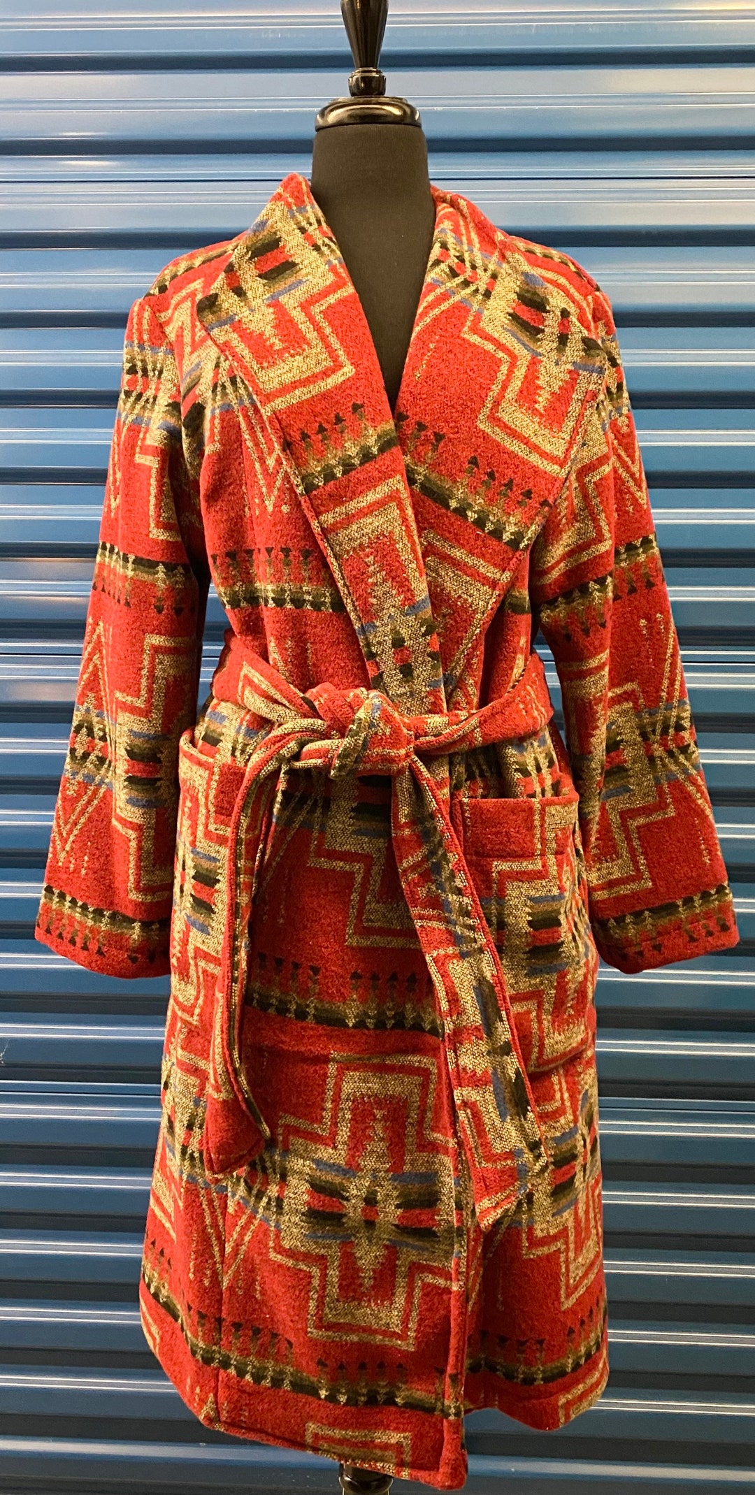 Wool Blend Trench Coat in Red Cross Print Ready to Ship - Etsy