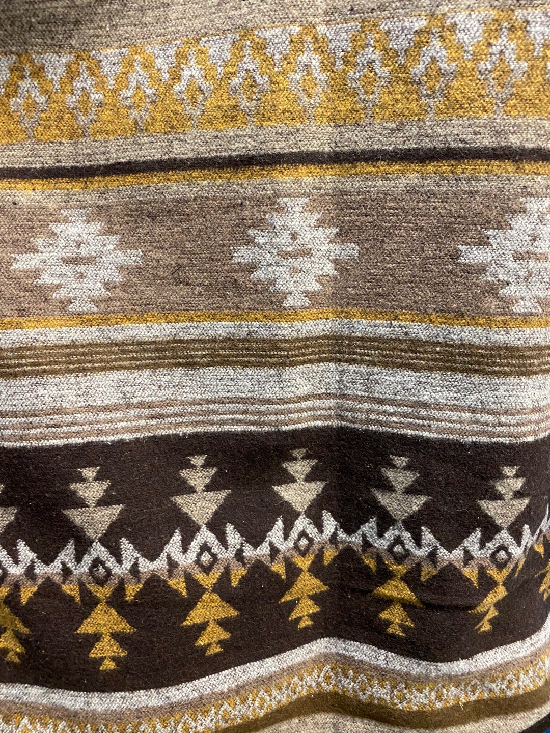Wool Blend Blanket Throw in Aztec Print Earth Tones Brown Wheat and ...